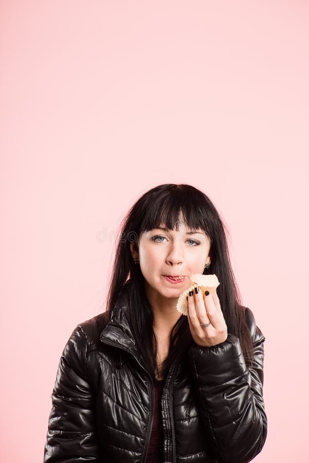 Funny Woman Portrait Pink Background Real People High Definition Stock ...