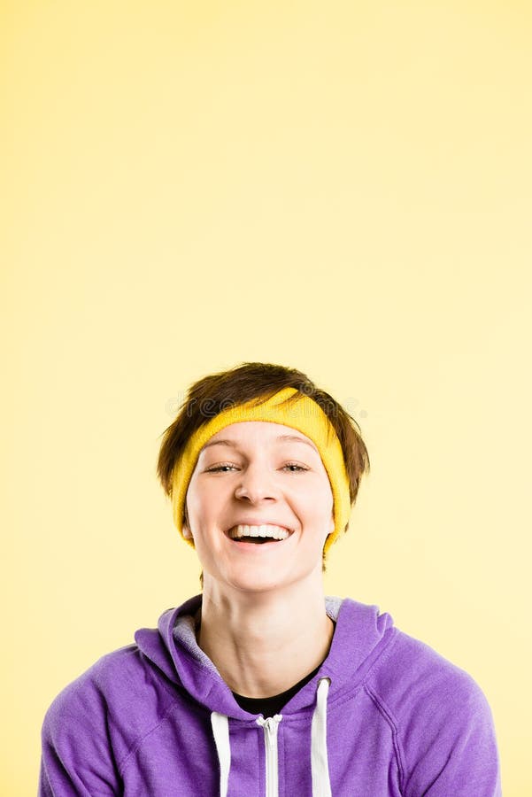 Funny Woman Portrait Real People High Definition Yellow Background ...