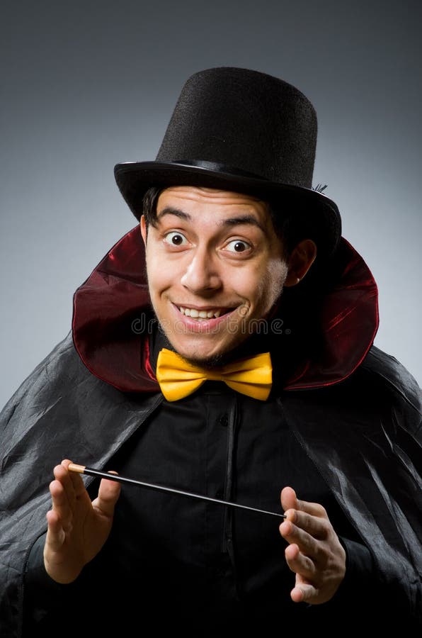 Funny Magician Man with Wand Stock Image - Image of imagination ...