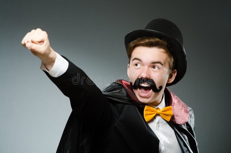 The Funny Magician Man Wearing Tophat Stock Image - Image of male ...
