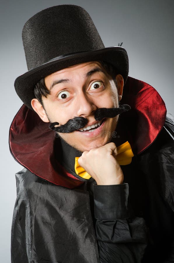 The Funny Magician Man Wearing Tophat Stock Photo - Image of artist ...