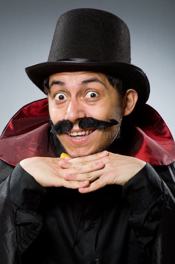 Funny Magician Man Wearing Tophat Stock Image - Image of performer ...
