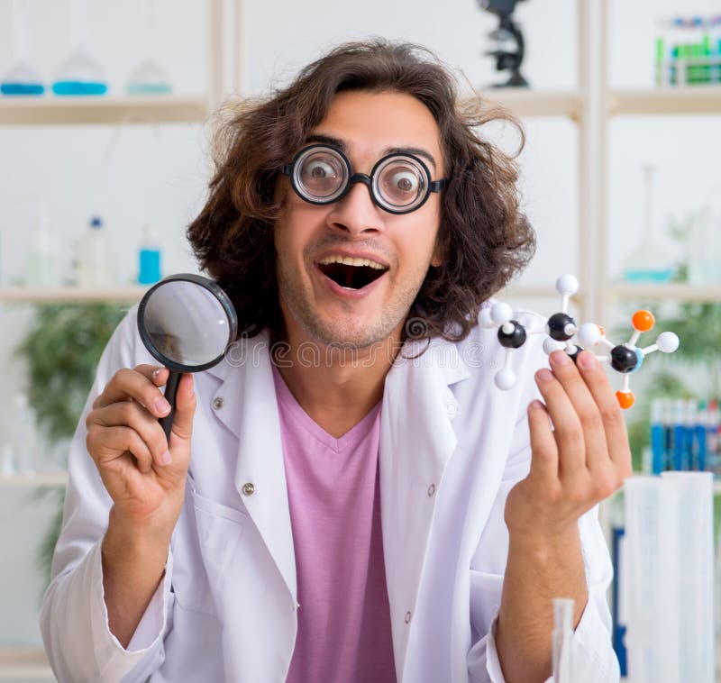 Funny Male Chemist Working in the Lab Stock Image - Image of biochemist ...