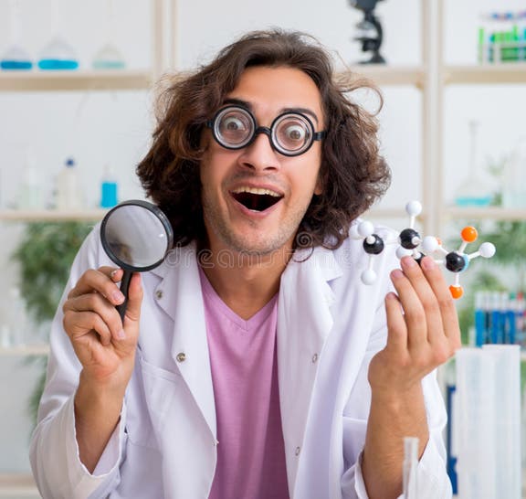 Funny Male Chemist Working in the Lab Stock Image - Image of biochemist ...