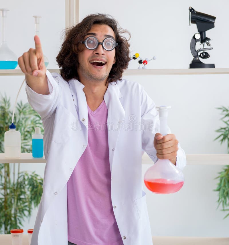 Funny Male Chemist Working in the Lab Stock Image - Image of healthcare ...