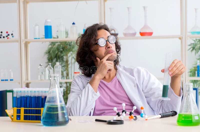 Funny Male Chemist Working in the Lab Stock Image - Image of chemical ...