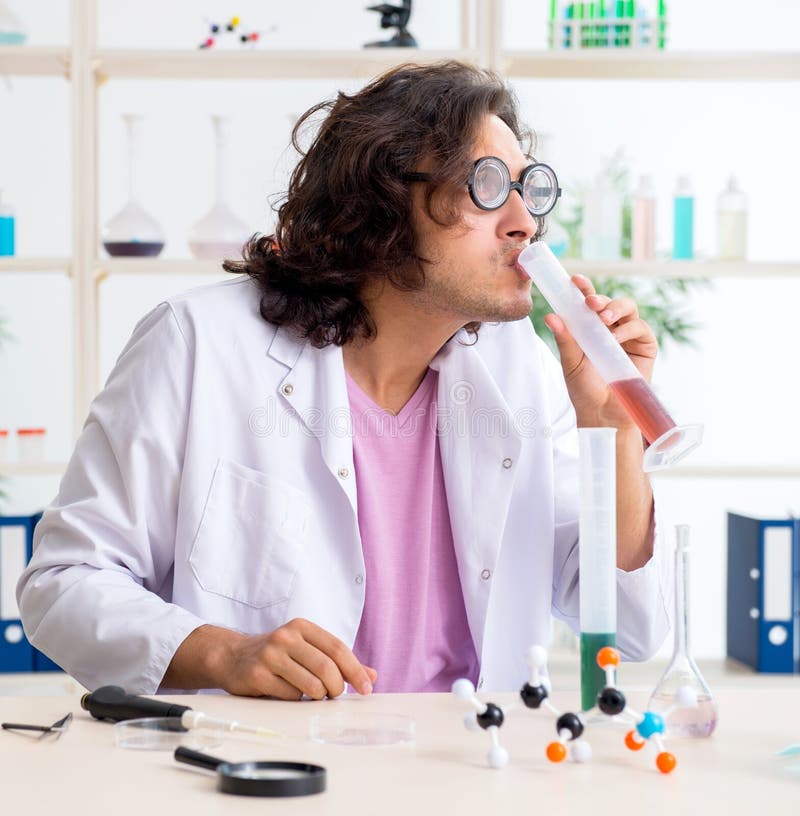 Funny Male Chemist Working in the Lab Stock Image - Image of healthcare ...
