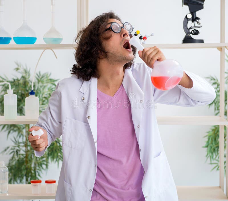 Funny Male Chemist Working in the Lab Stock Image - Image of biochemist ...