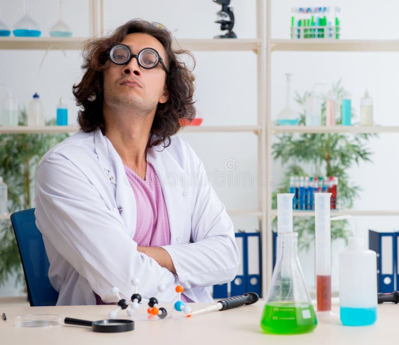 Funny Male Chemist Working in the Lab Stock Photo - Image of healthcare ...