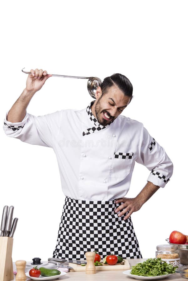 The Funny Male Cook Isolated on the White Background Stock Image ...