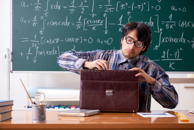 The Funny Male Math Teacher in the Classroom Stock Image - Image of ...