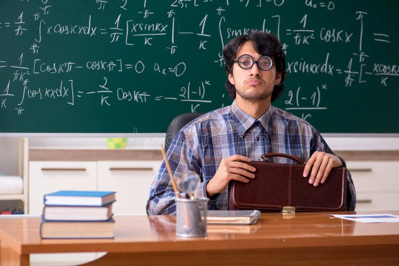 The Funny Male Math Teacher in the Classroom Stock Photo - Image of ...