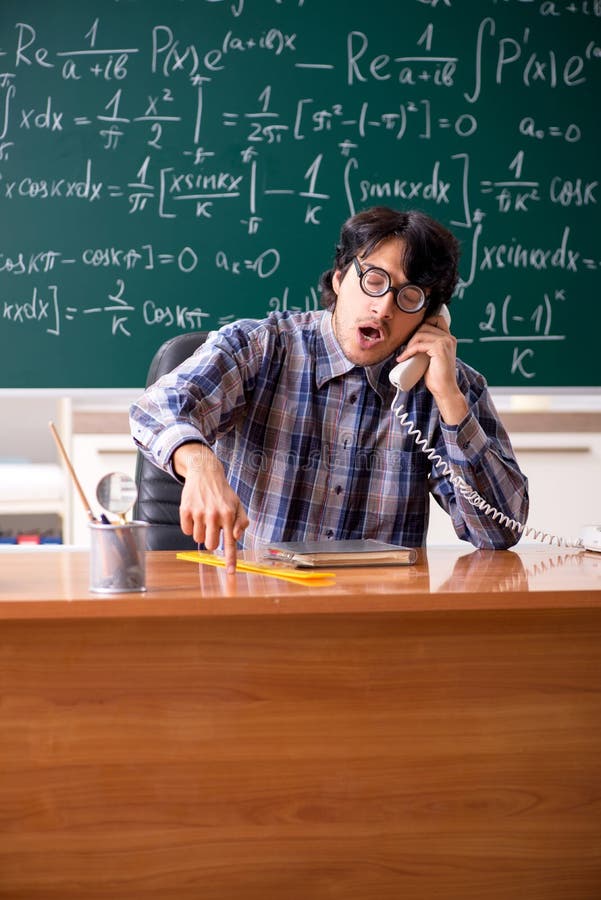 The Funny Male Math Teacher in the Classroom Stock Image - Image of ...