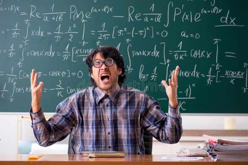 The Funny Male Math Teacher in the Classroom Stock Photo - Image of ...