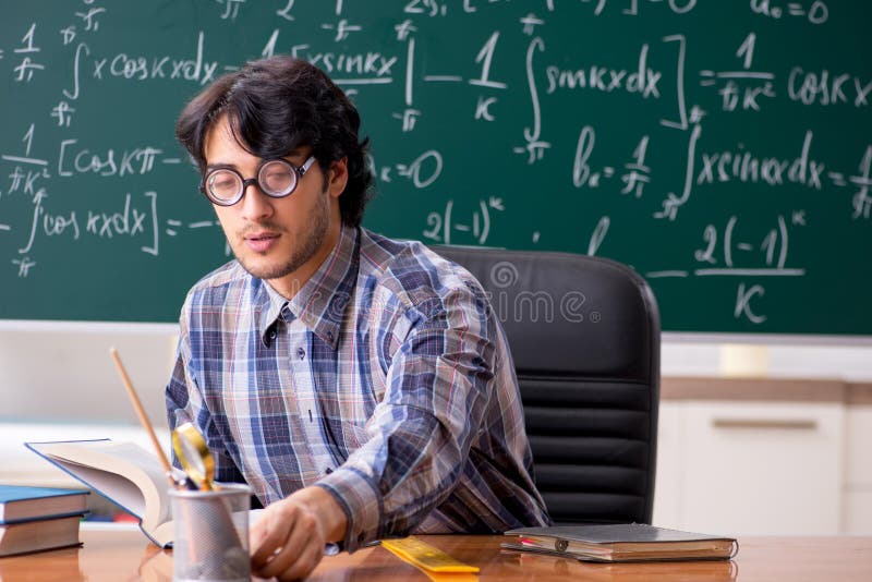 The Funny Male Math Teacher in the Classroom Stock Image - Image of ...