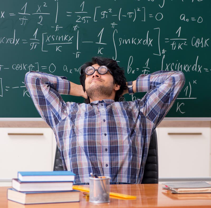 Funny Male Math Teacher in the Classroom Stock Photo - Image of ...