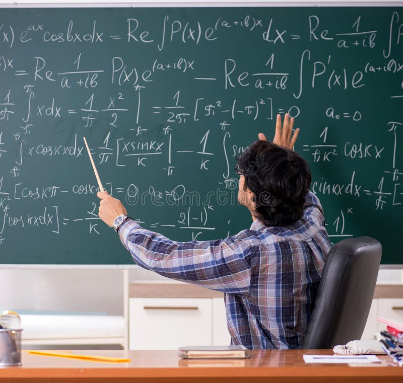 Funny Male Math Teacher in the Classroom Stock Photo - Image of board ...