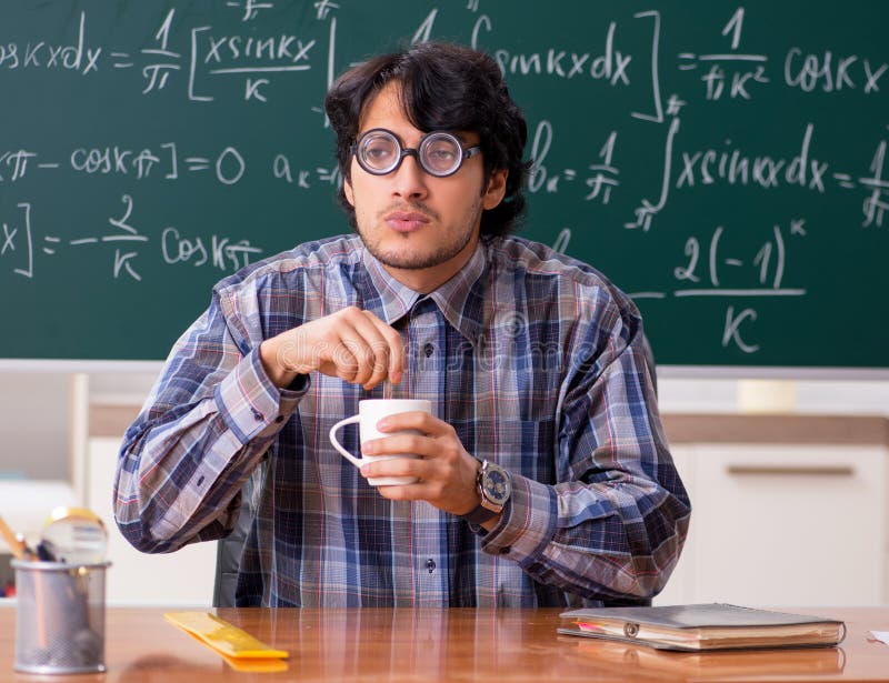 Funny Male Math Teacher in the Classroom Stock Image - Image of exam ...