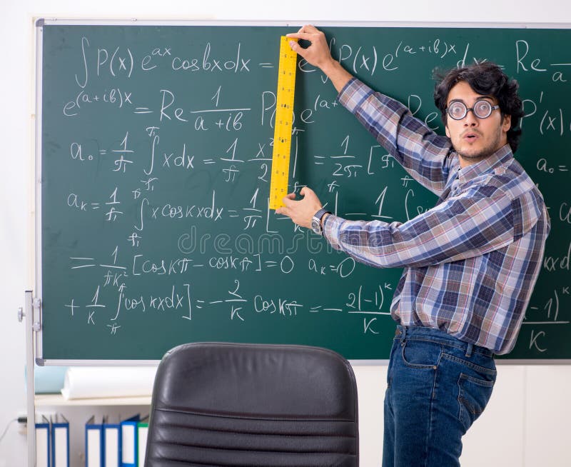 Funny Male Math Teacher in the Classroom Stock Photo - Image of ...