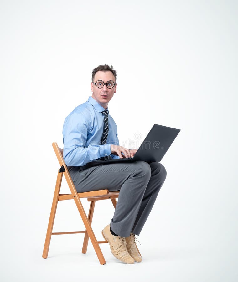 Funny Programmer Laptop Sitting Chair Background Stock Photos - Free ...