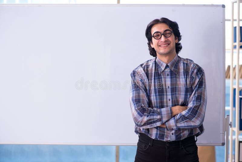 The Funny Male Teacher in Front of Whiteboard Stock Photo - Image of ...