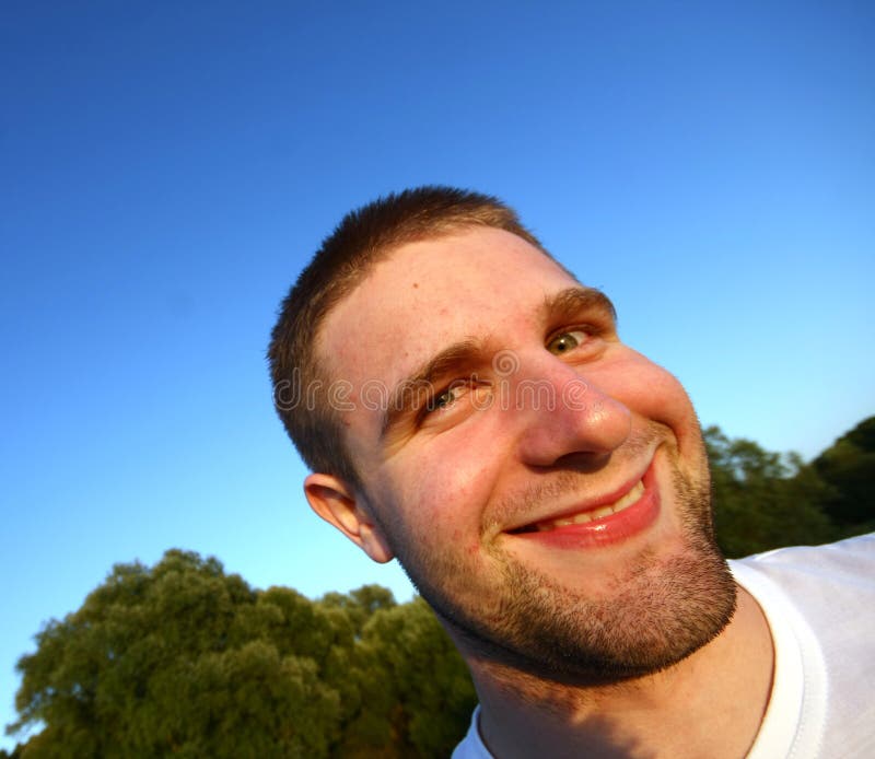 Funny man stock image. Image of tree, face, funny, blue - 10274771