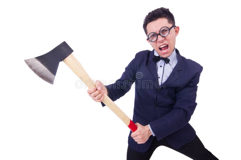 Funny man with axe stock image. Image of isolated, communication - 31752897