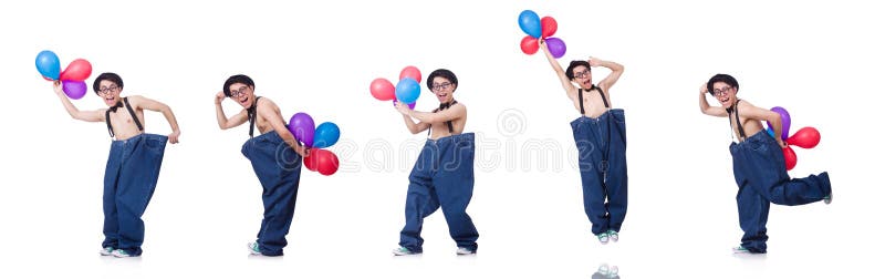 The Funny Man with Balloons on White Stock Photo - Image of balloons ...