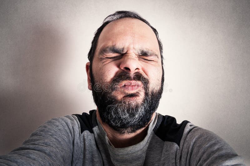 Funny man with the beard stock image. Image of expression - 205774155