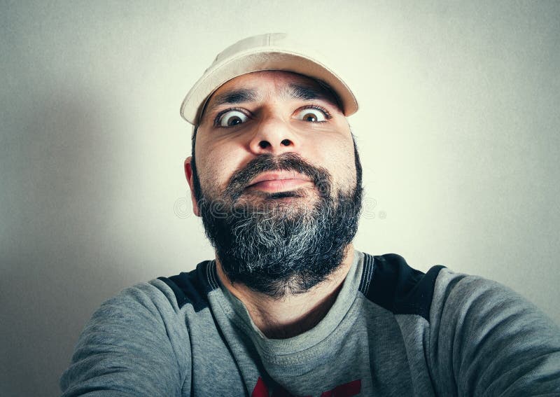 Funny man with the beard stock image. Image of adult - 205774161
