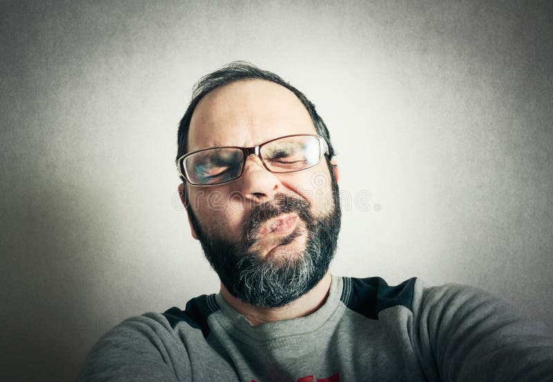 Funny man with the beard stock image. Image of emotions - 205774169