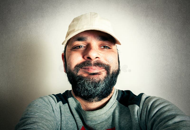 Funny man with the beard stock image. Image of gesture - 208950077