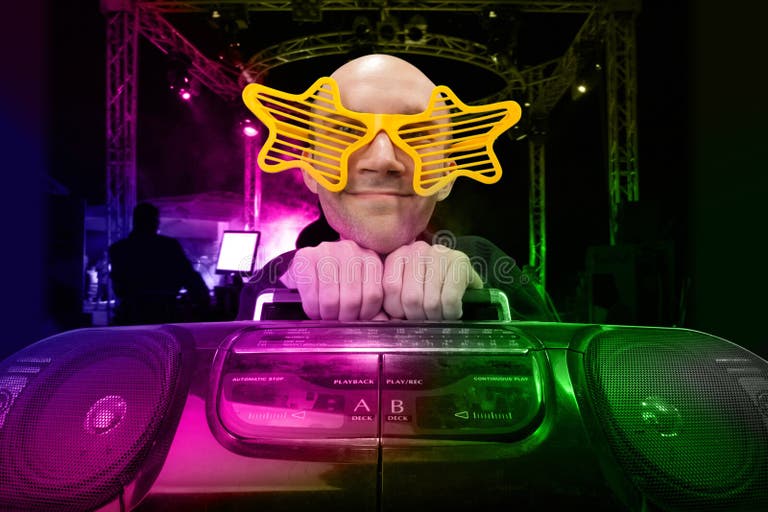 Funny man with boombox stock photo. Image of enjoymant - 22489458