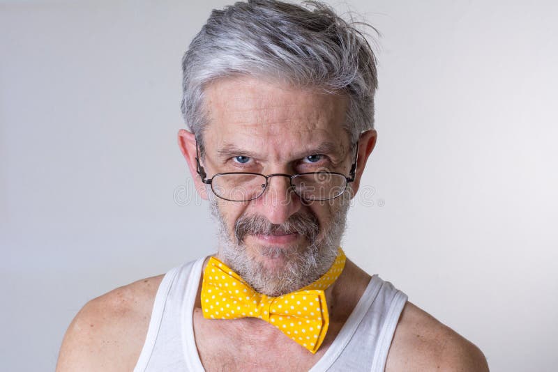 Funny Man with Bow Tie Arround His Neck Stock Image - Image of shirt ...