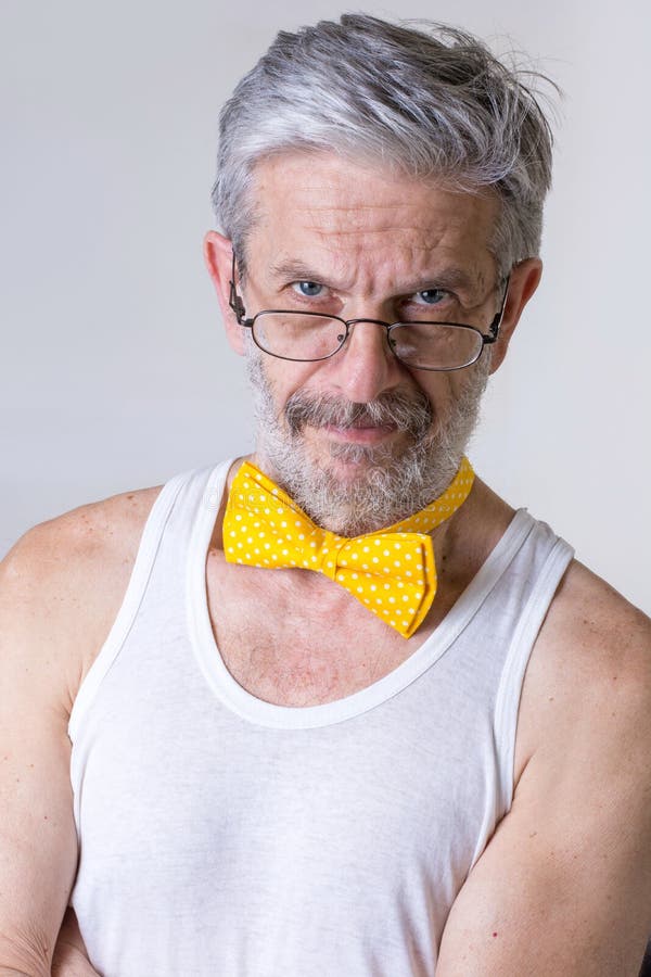 Funny Man with Bow Tie Arround His Neck Stock Photo - Image of healthy ...