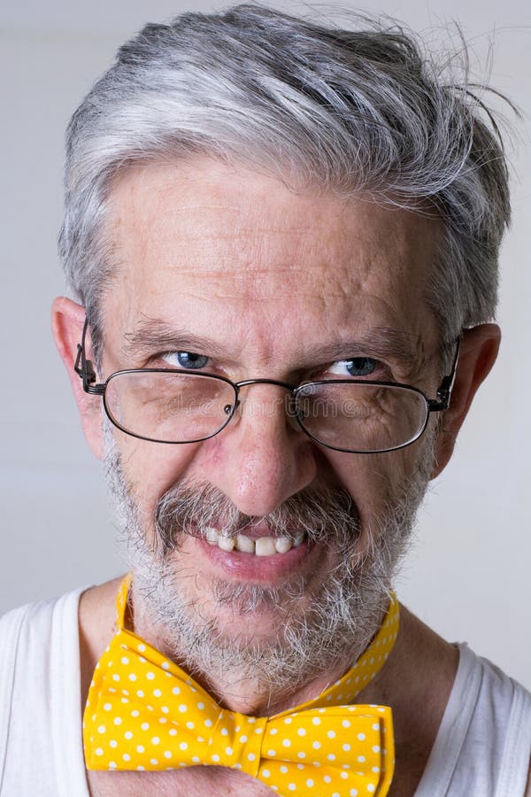 Funny Man with Bow Tie Arround His Neck Stock Image - Image of ...