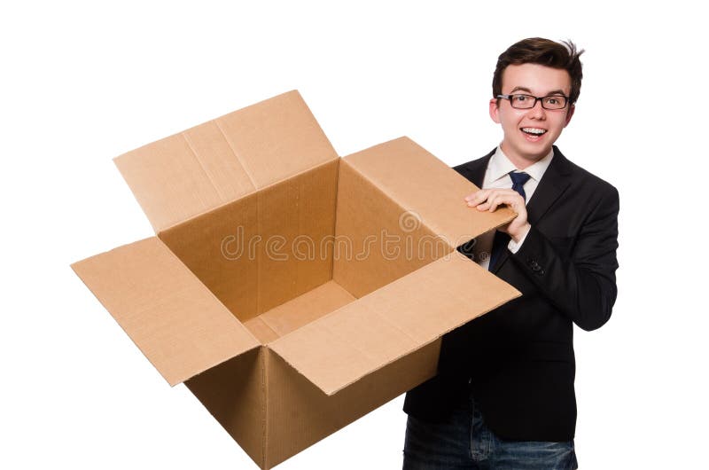 Funny man with boxes stock image. Image of cardboard - 40888145