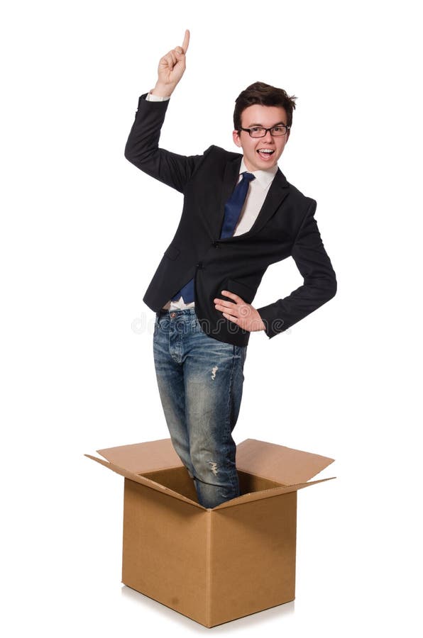 Funny man with boxes stock image. Image of labor, cardboard - 40888259