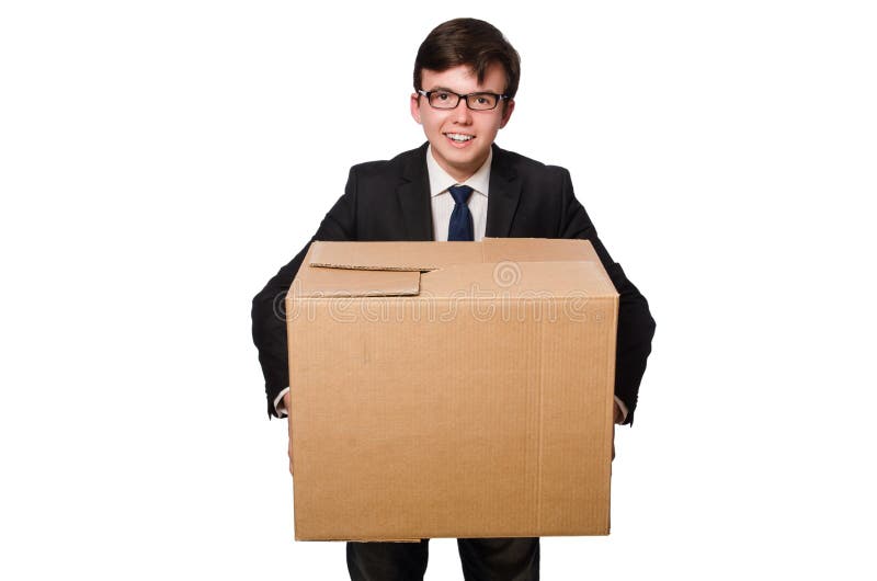 Funny man with boxes stock image. Image of service, distribution - 42839311