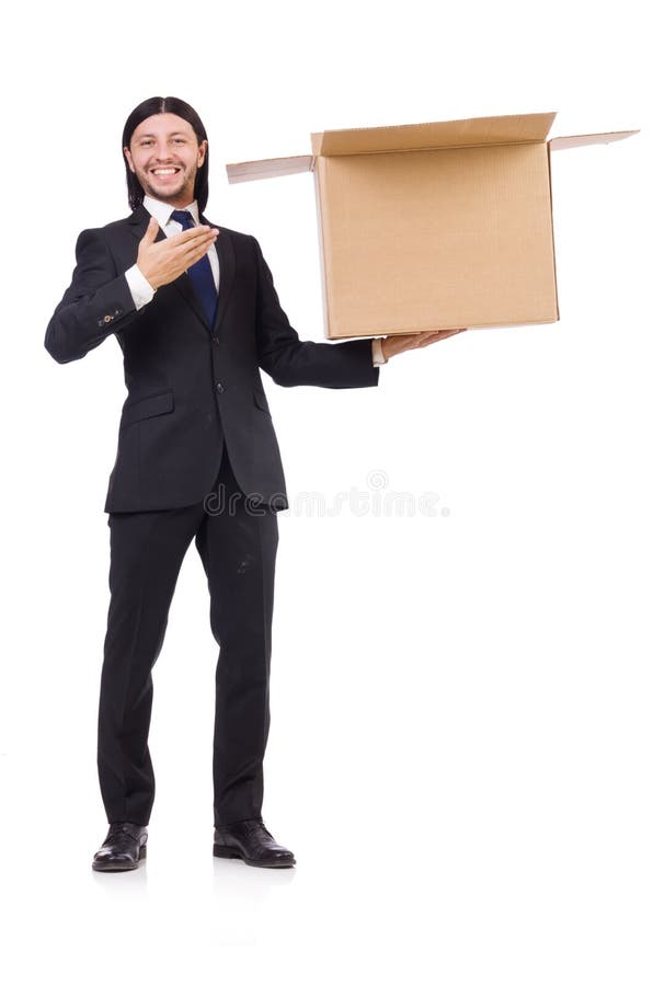 Funny man with boxes stock photo. Image of office, heavy - 36365288