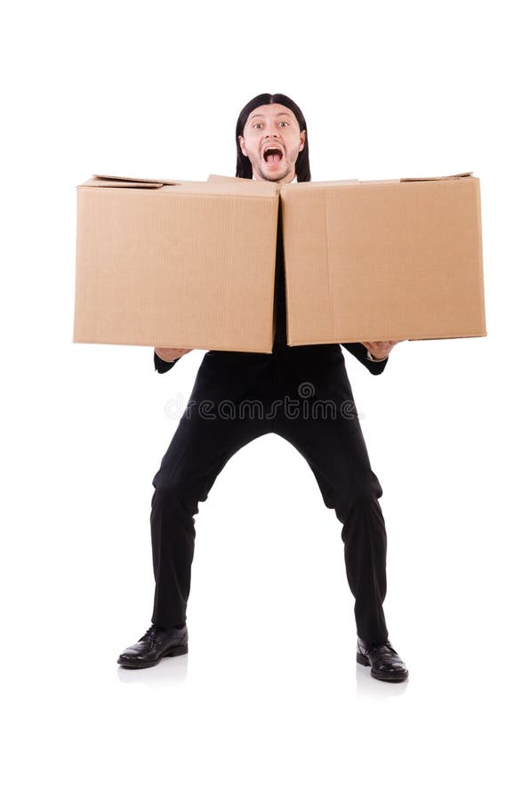 Funny man with boxes stock photo. Image of office, boxes - 36365654