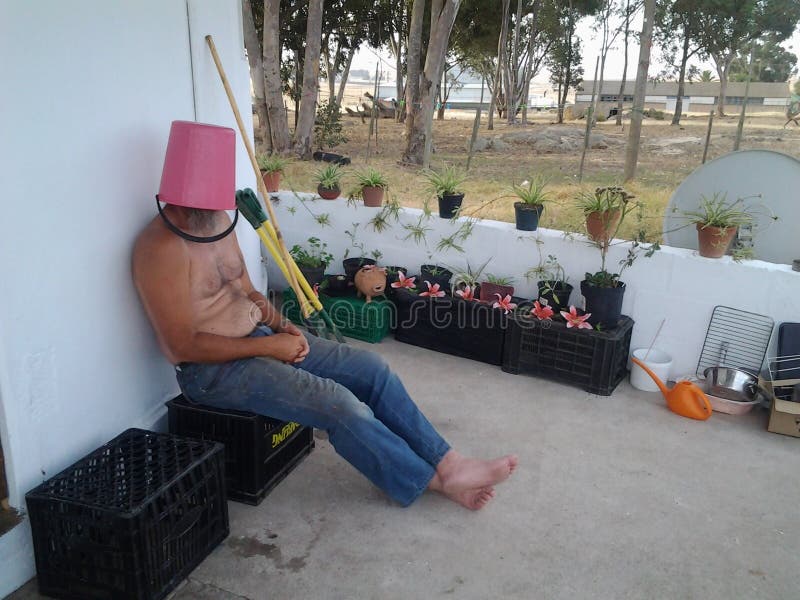 Funny man editorial photography. Image of funny, bucket - 47697307