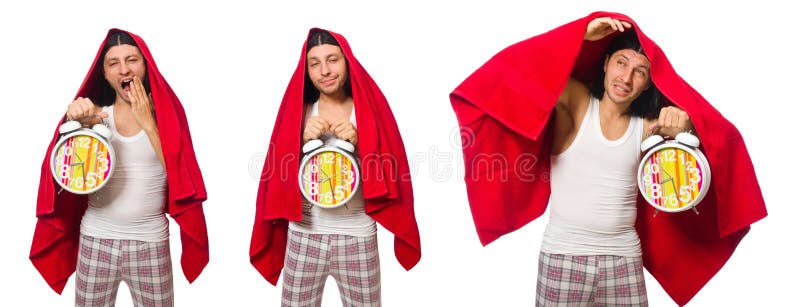 The Funny Man with Clock Isolated on White Stock Photo - Image of ...