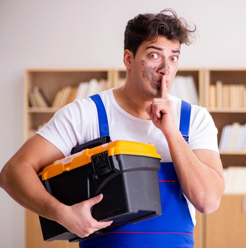 Funny Man Doing Electrical Repairs at Home Stock Photo - Image of ...