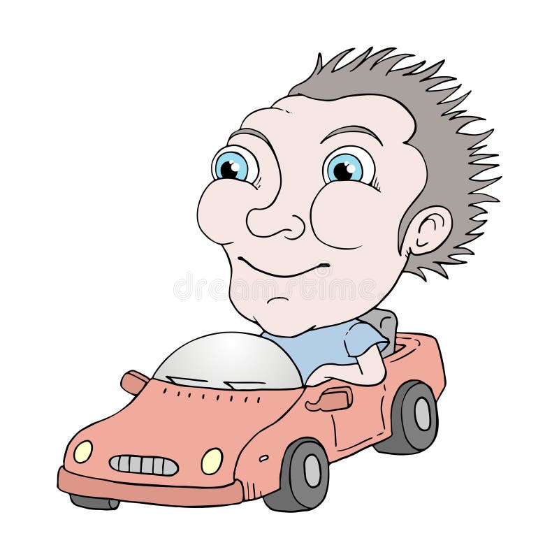 Funny man driving car stock vector. Illustration of vector - 290267570