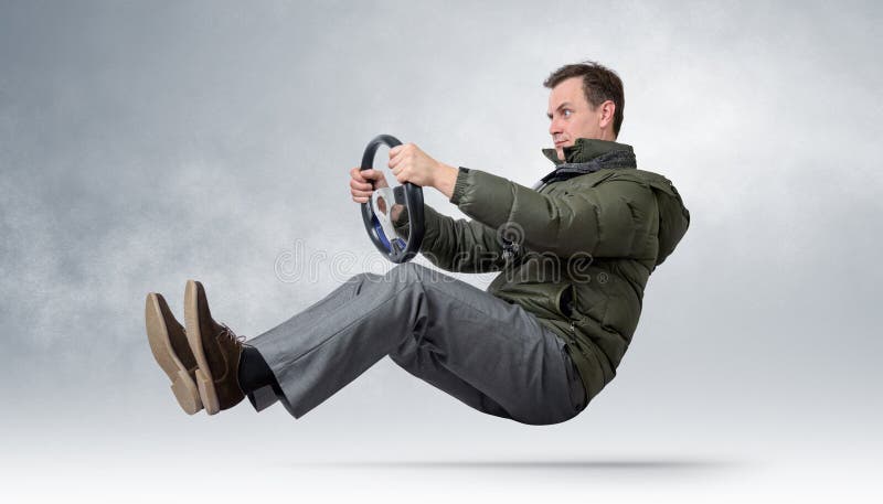 Funny Man Driving a Car in Winter Stock Image - Image of gear, jacket ...