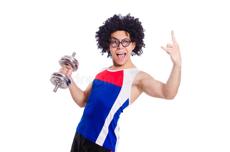 Funny man exercising stock image. Image of fitness, bicep - 36368719