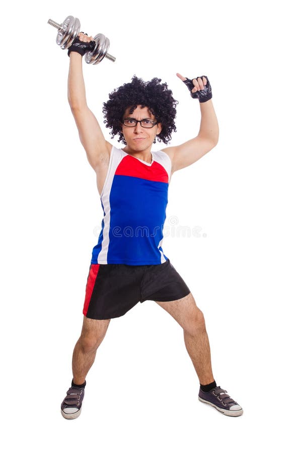 Funny man exercising stock photo. Image of healthy, male - 45983494