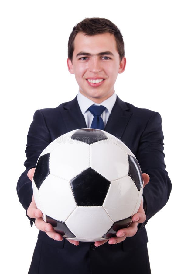 Funny man with football stock image. Image of businessman - 36986929