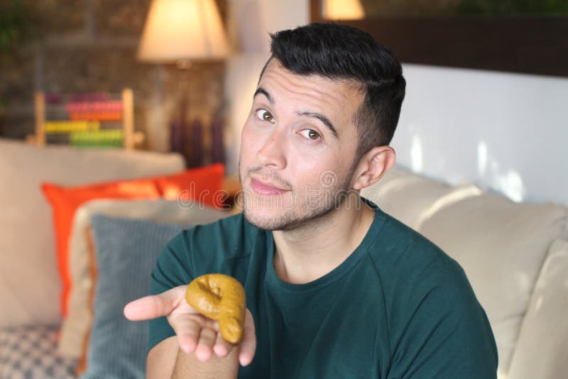 Funny Man Holding Plastic Toy Stock Image - Image of funny, challenge ...